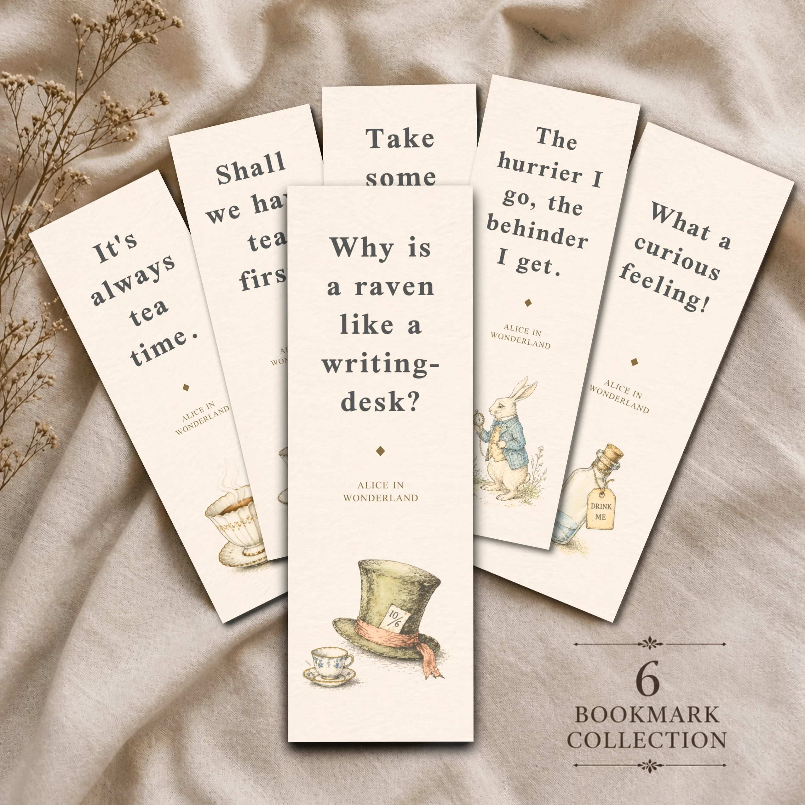 Alice in Wonderland 6 Bookmark Collection - Bookish Troves