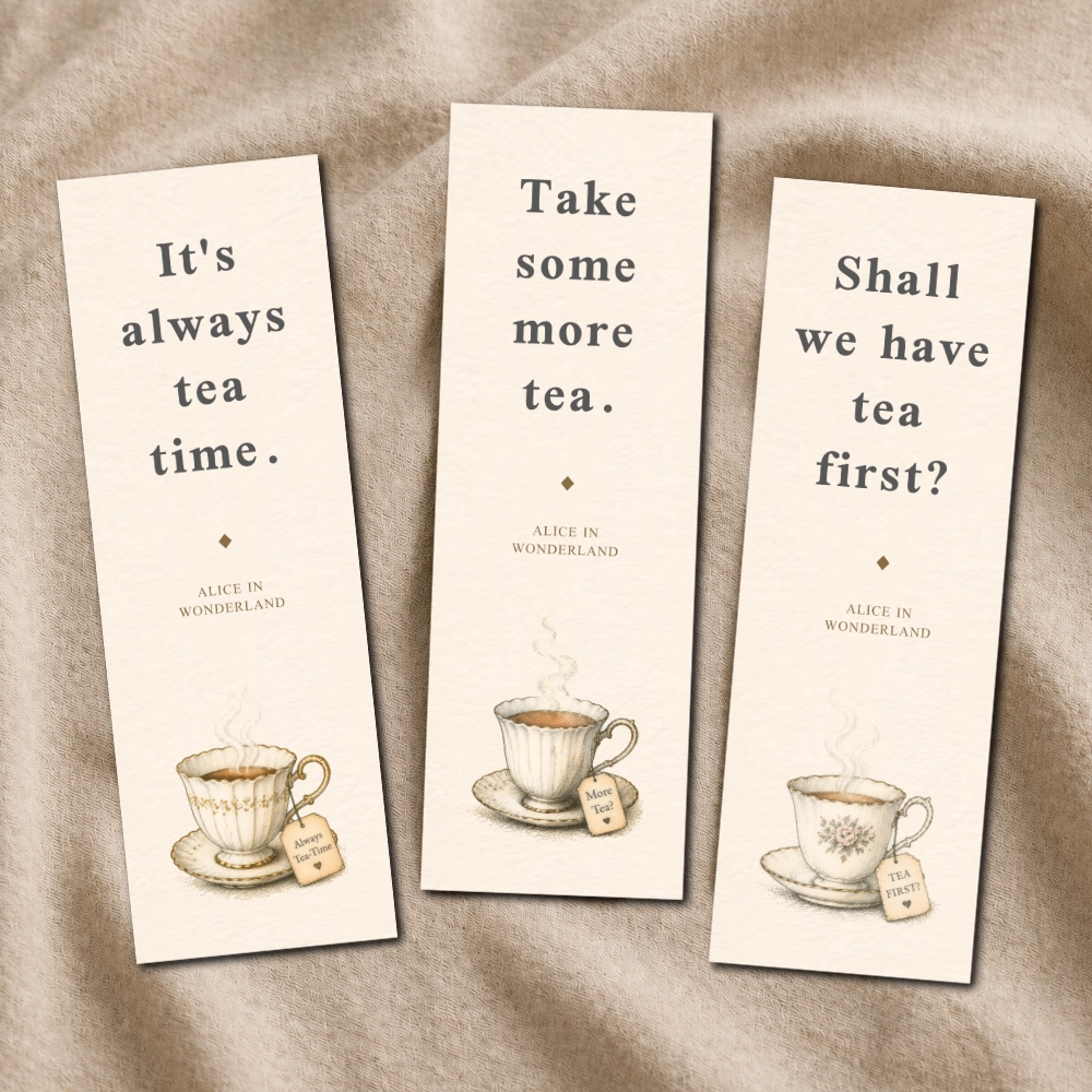 Alice in Wonderland Tea Time Bookmarks - Bookish Troves