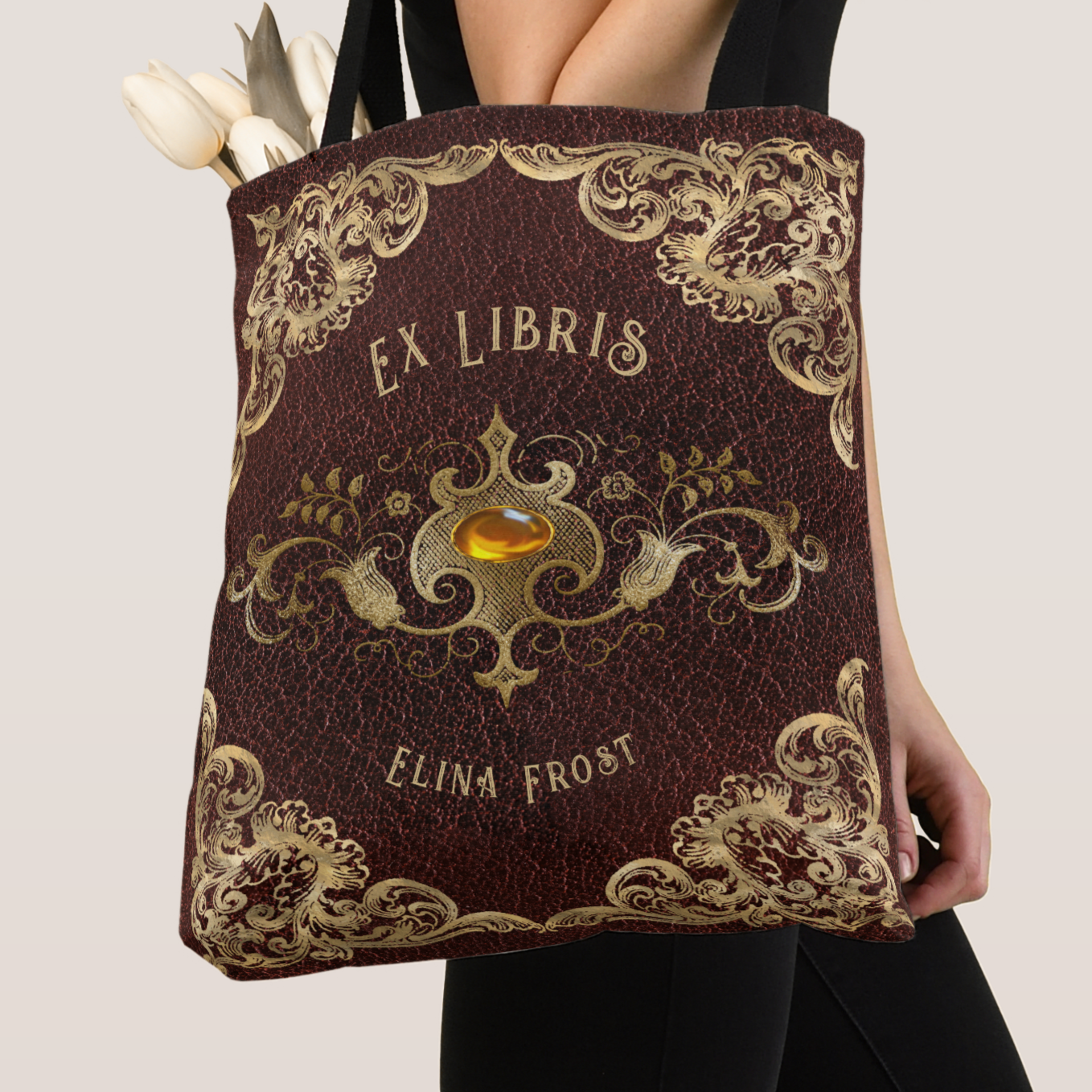 Personalized Antique Ex Libris Bookplate Tote - Bookish Troves
