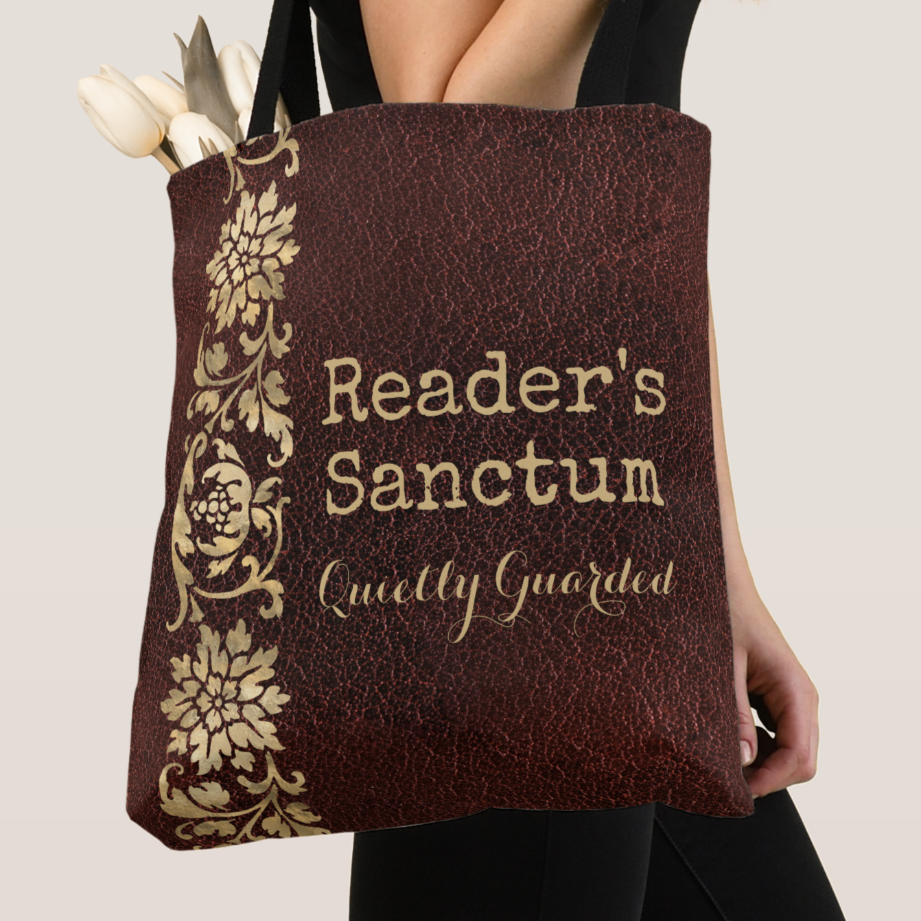 Antique Library Book Ornate Border Tote - Bookish Troves